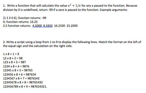 Solved 1. Write a function that will calculate the value x2 | Chegg.com
