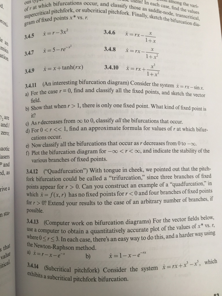 Solved (An interesting bifurcation diagram) Consider the | Chegg.com