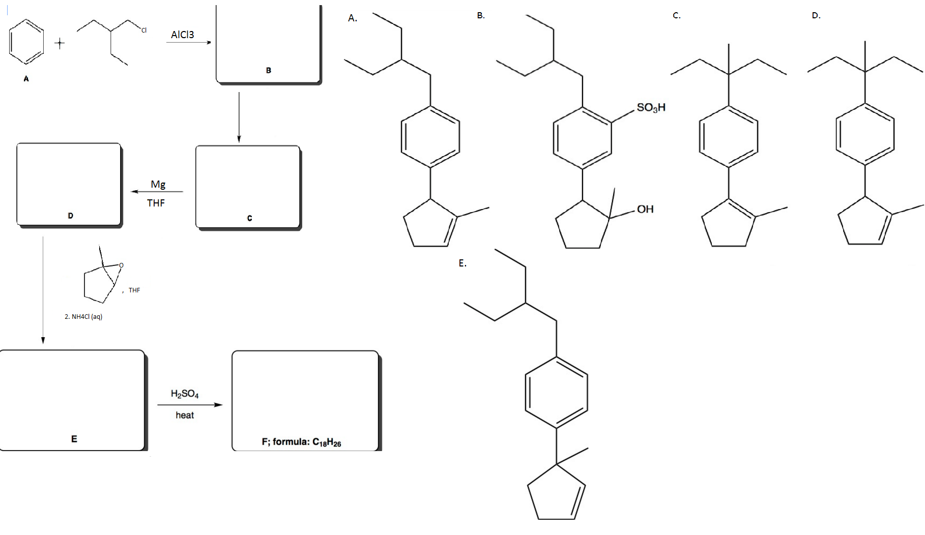Solved 2. NH4Cl (aq) AIC13 Mg THF THF H2SO4 heat Fi formula: | Chegg.com