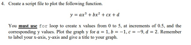 Solved 4. Create a script file to plot the following | Chegg.com