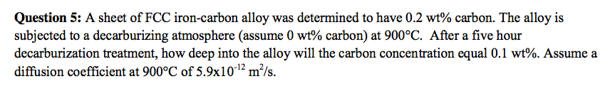 Solved Question 5: A sheet of FCC iron-carbon alloy was | Chegg.com