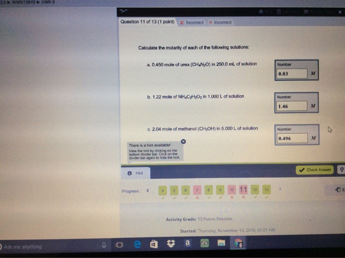 Solved Calculate the molarity of each of the following | Chegg.com