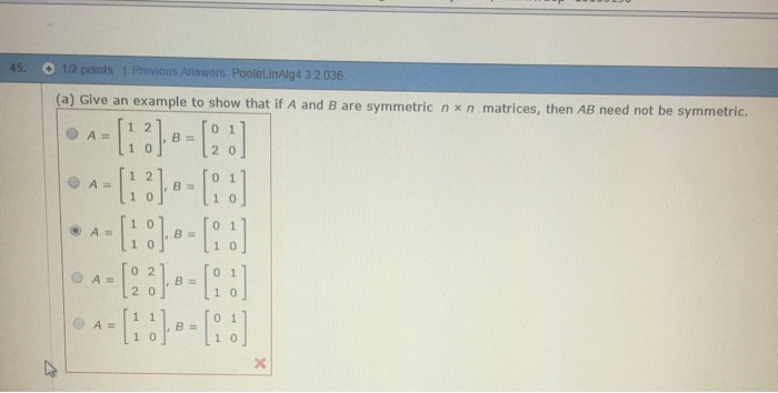 Solved Give an example to show that if A and B are symmetric | Chegg.com