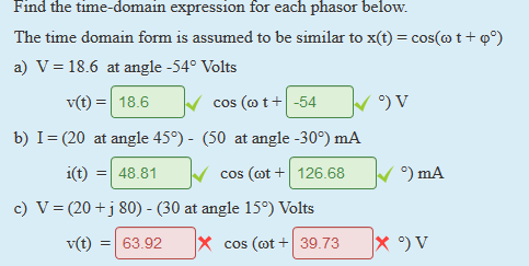 Solved Find the time-domain expression for each phasor | Chegg.com