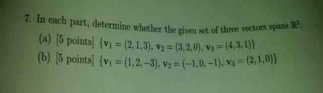 Solved In each part, determine whether the given set of | Chegg.com