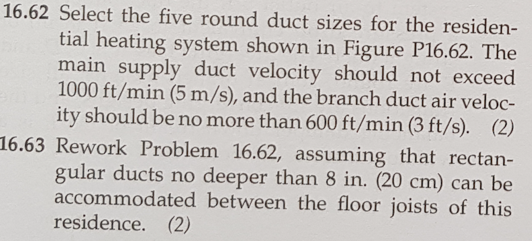 16 62 Select The Five Round Duct Sizes For The