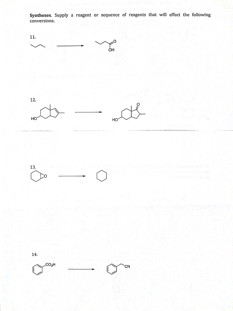 Solved Syntheses. Supply a reagent or sequence of reagents | Chegg.com