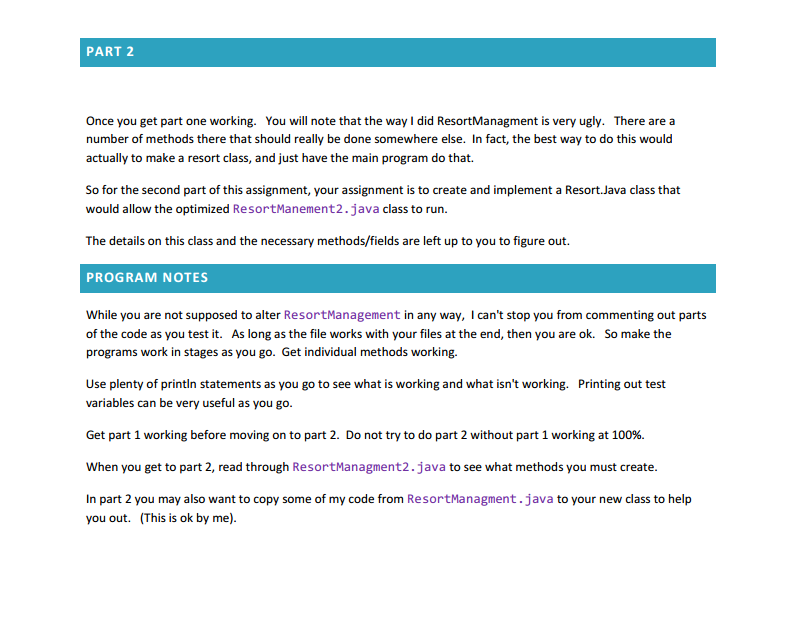 Solved CS145 PROGRAMMING ASSIGNMENT 18 RESORT HOTEL OVERVIEW | Chegg.com