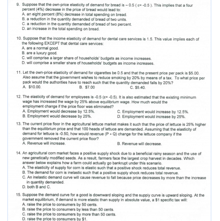 Solved Suppose that the own-price elasticity of demand for | Chegg.com