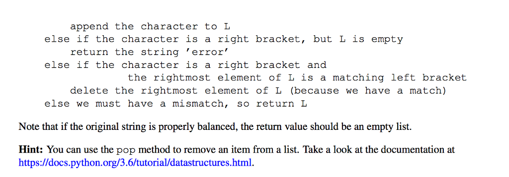 Solved Write a function brackets (expr) that takes a string | Chegg.com