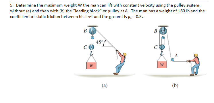 Solved Determine the maximum weight W the man can lift with | Chegg.com