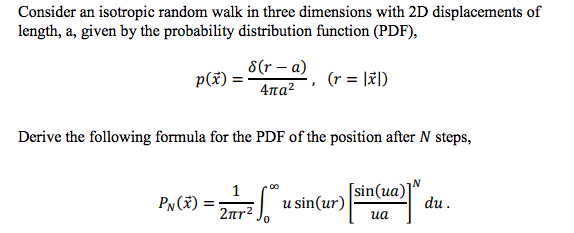 Consider an isotropic random walk in three dimensions | Chegg.com