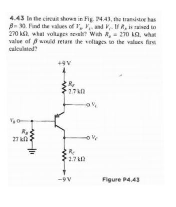Solved 4.43 In the circuit shown in Fig. P4.43. the | Chegg.com