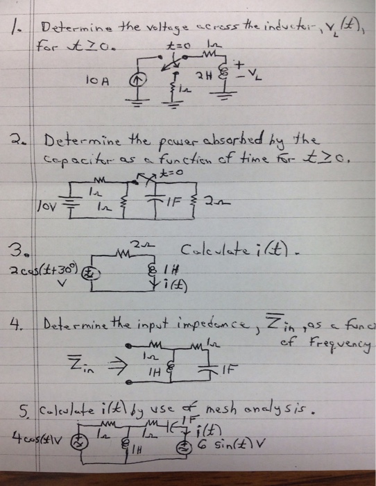 Solved 1) Determine the voltage across the inductor, v(t) | Chegg.com