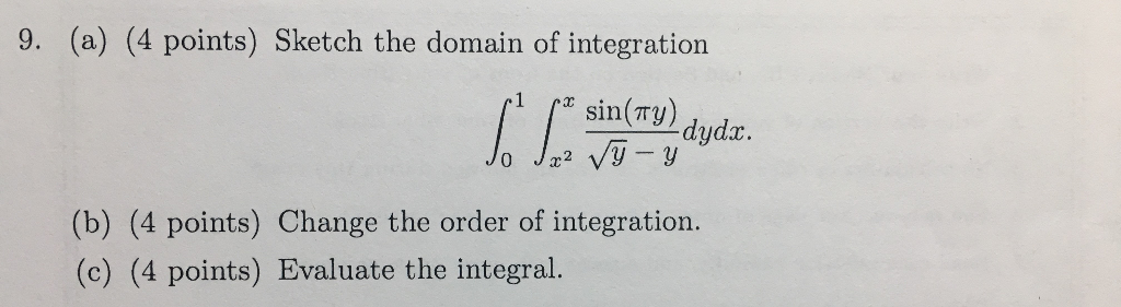 Solved Sketch the domain of integration Change the order of | Chegg.com