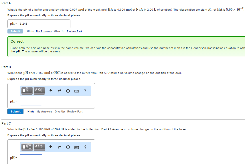 Solved What is the pH of a buffer prepared by adding 0.607 | Chegg.com