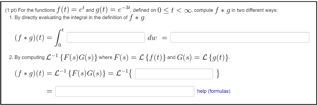 Solved For the functions f(t) = e^t and g(t)= e^-3t, defined | Chegg.com