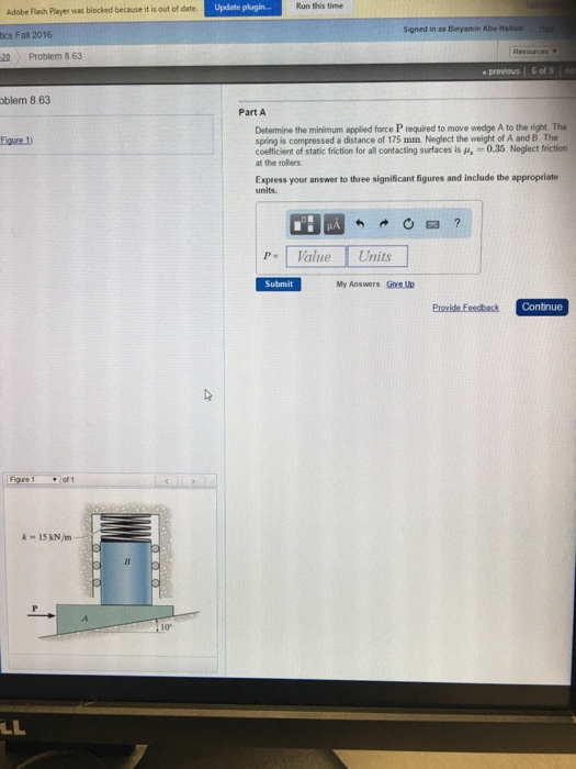 Solved Determine The Minimum Applied Force P Required To
