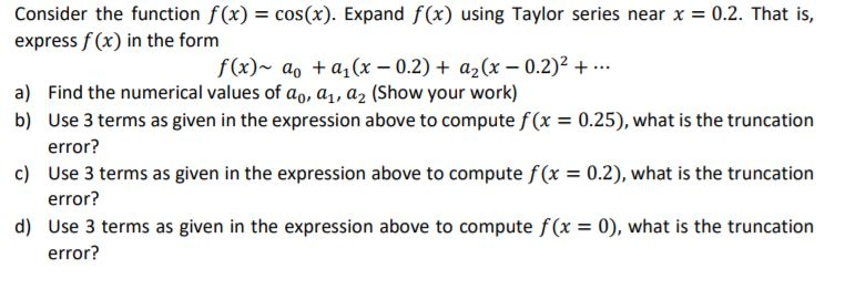 Solved Consider the function f(x) = cos(x). Expand f(x) | Chegg.com