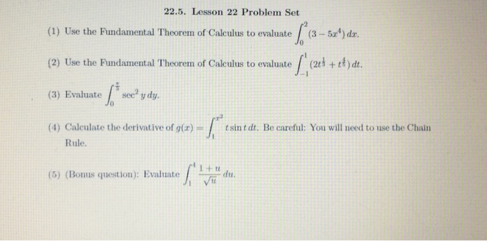 Solved 22.5. Lesson 22 Problem Set (1) Use the Fundamental | Chegg.com