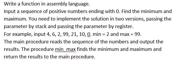 Solved Write a function in assembly language. Input a | Chegg.com