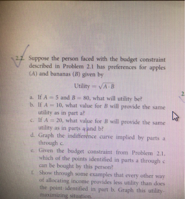 Solved Suppose the person faced with the budget constraint | Chegg.com