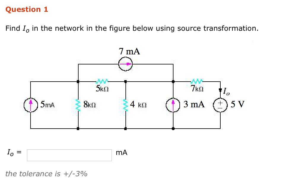 Solved Question 1 Find Io in the network in the figure below | Chegg.com