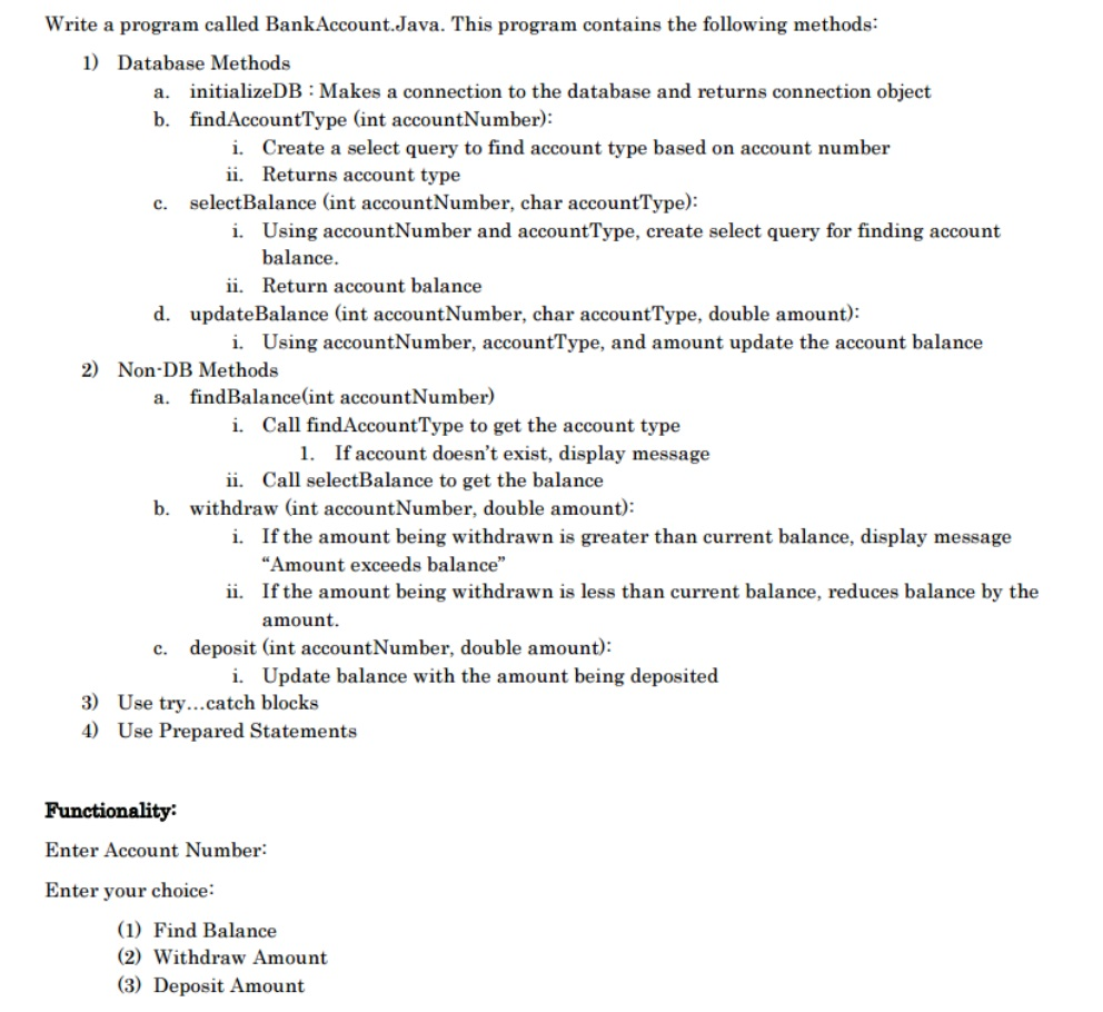 Solved Write a program called BankAccount. Java. This | Chegg.com
