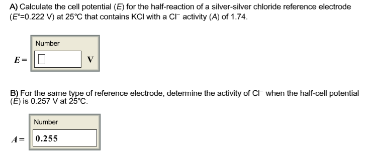 Solved A Calculate The Cell Potential E For The