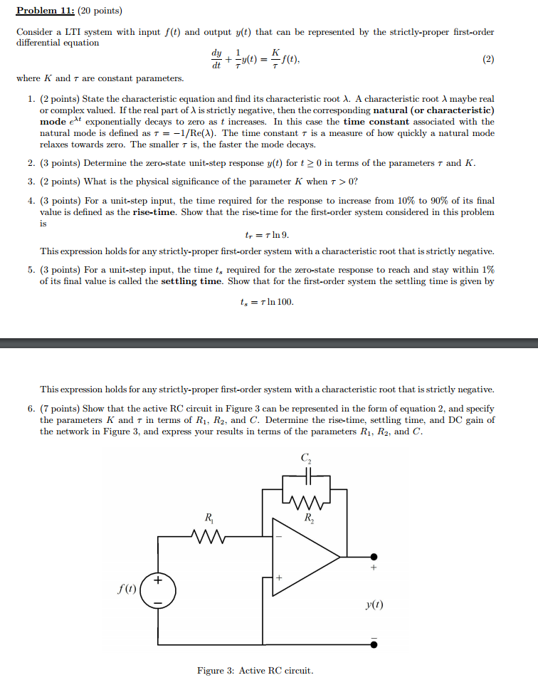Solved Consider a LTI system with input f(t) and output y(t) | Chegg.com