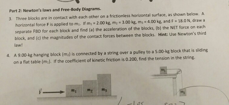 Solved Part 2: Newton's laws and Free-Body Diagrams. Three | Chegg.com