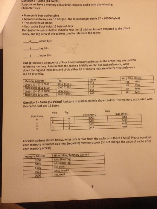 Solved Suppose we have a memory and a direct-mapped cache | Chegg.com