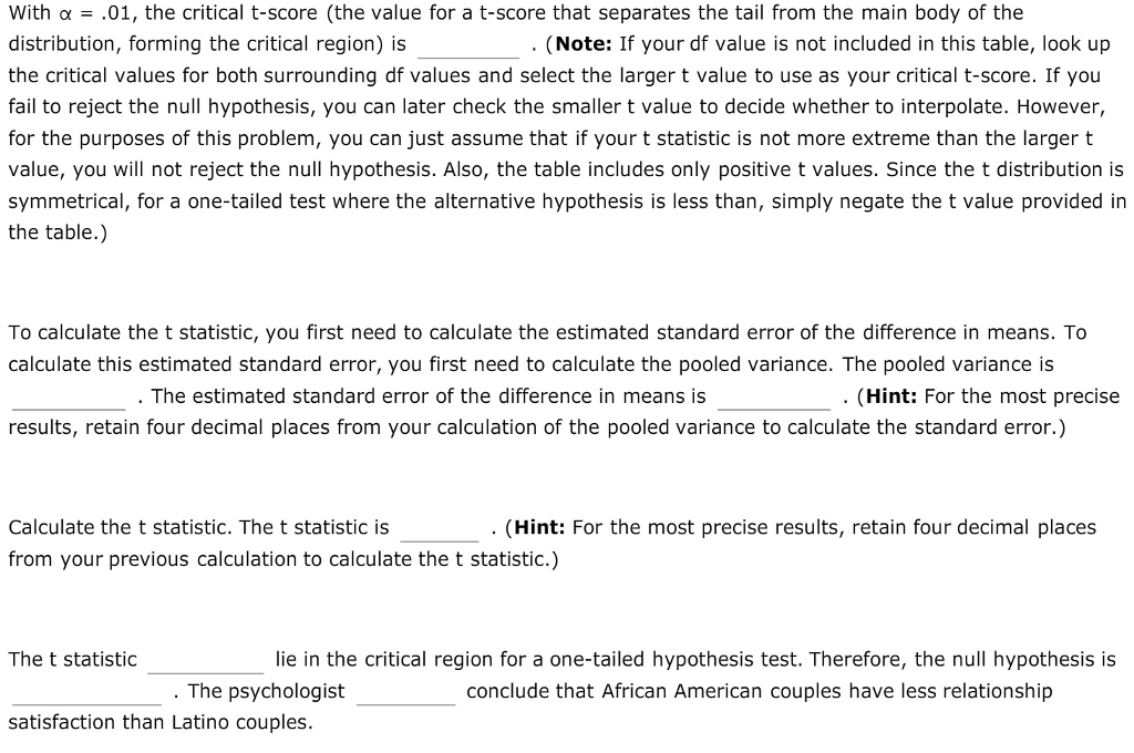 Solved 2 The T Test For Two Independent Samples One Tailed