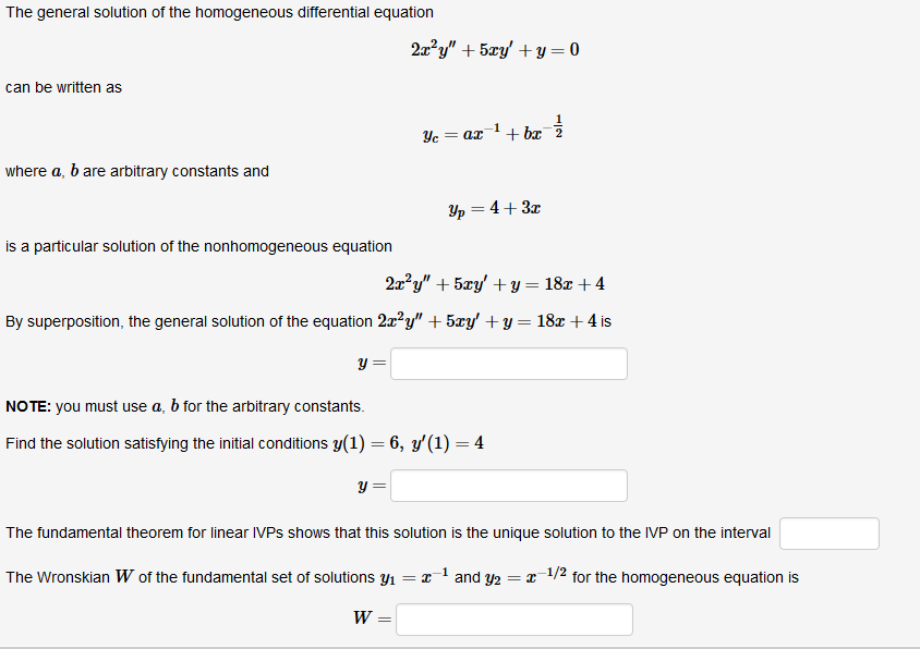 Solved The general solution of the homogeneous differential | Chegg.com