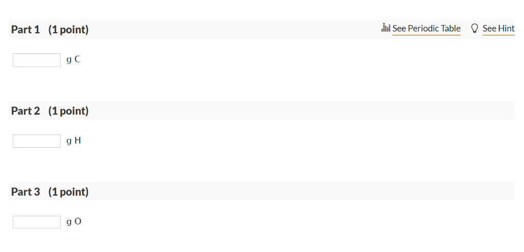 Solved Part 1 (1 point) i See Periodic Table See Hint g C | Chegg.com