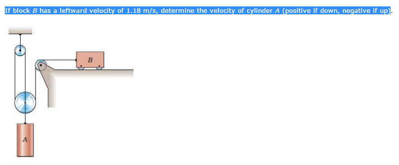 Solved If block B has a leftward velocity of 1.18 m/s, | Chegg.com