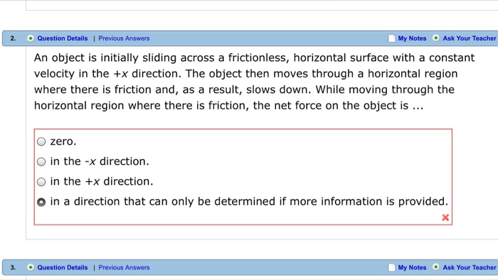 Solved An object is initially sliding across a frictionless, | Chegg.com