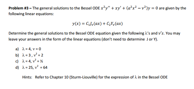 The general solutions to the Bessel ODE x^2y"+ xy'+ | Chegg.com