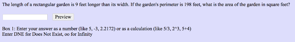 Solved The length of a rectangular garden is 9 feet longer | Chegg.com