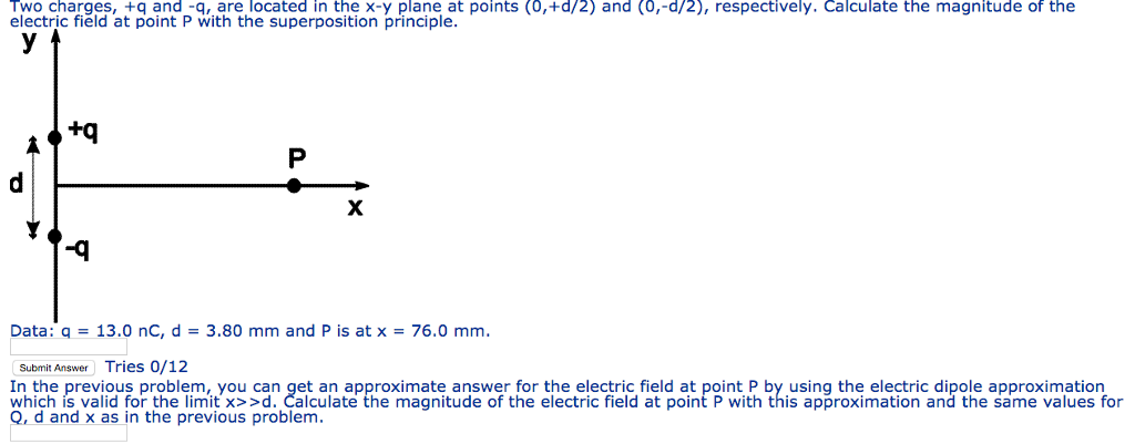 Solved Two charges, +q and -q, are located in the x-y plane | Chegg.com