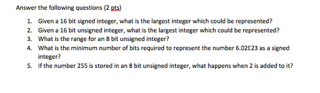 Answer The Following Questions 2 Pts 1 Given A 16
