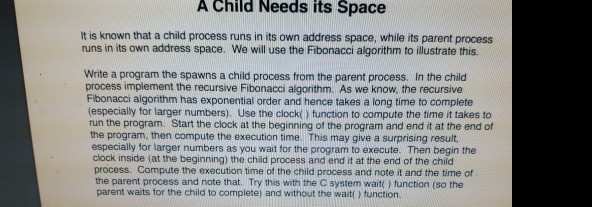 Solved A Child Needs its Space It is known that a child | Chegg.com