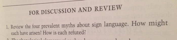 Solved Review the four prevalent myths about sign language. | Chegg.com