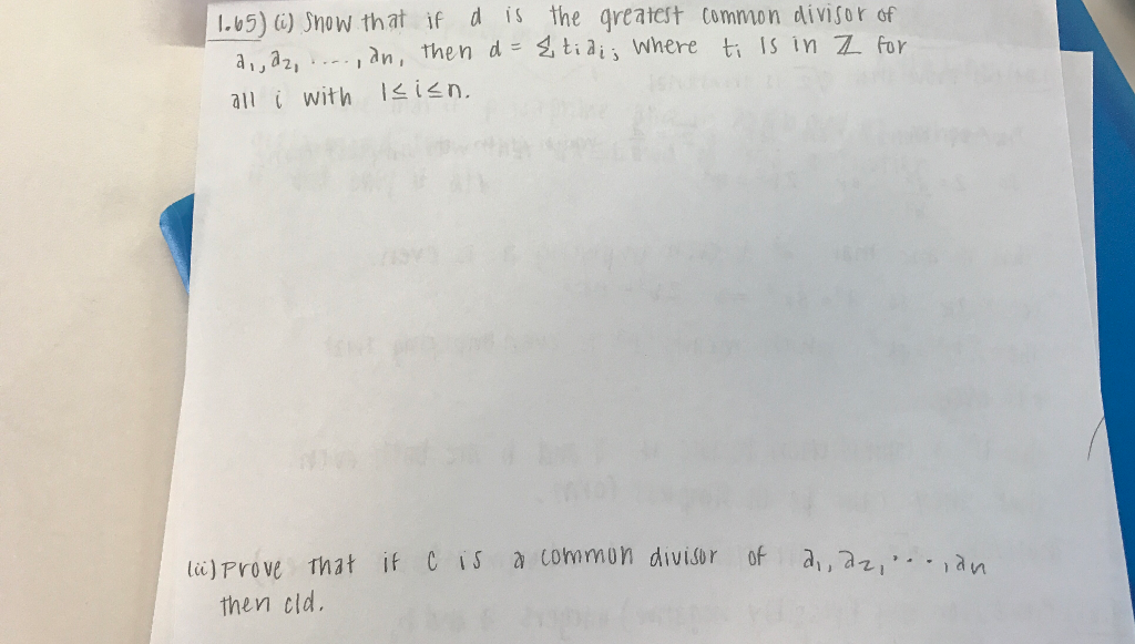 Solved Show That If D Is The Greatest Common Divisor Of A 1
