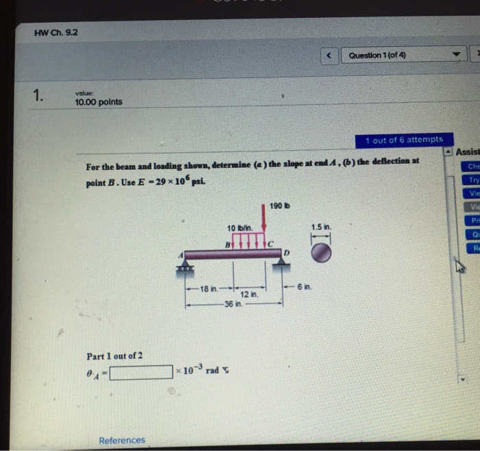 Solved For the beam and loading shown, determine the slope | Chegg.com