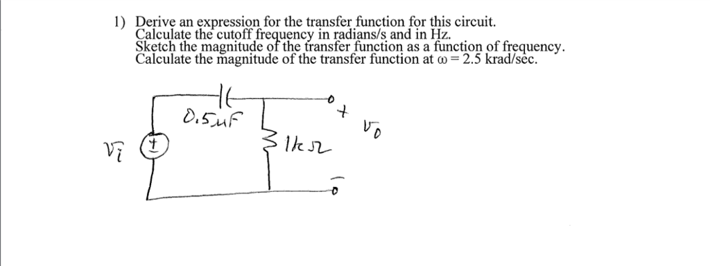 Solved Derive an expression for the transfer function for | Chegg.com
