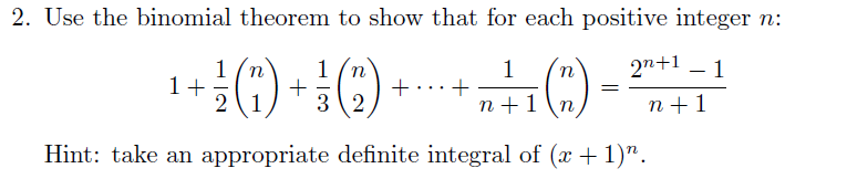Solved Use the binomial theorem to show that for each | Chegg.com