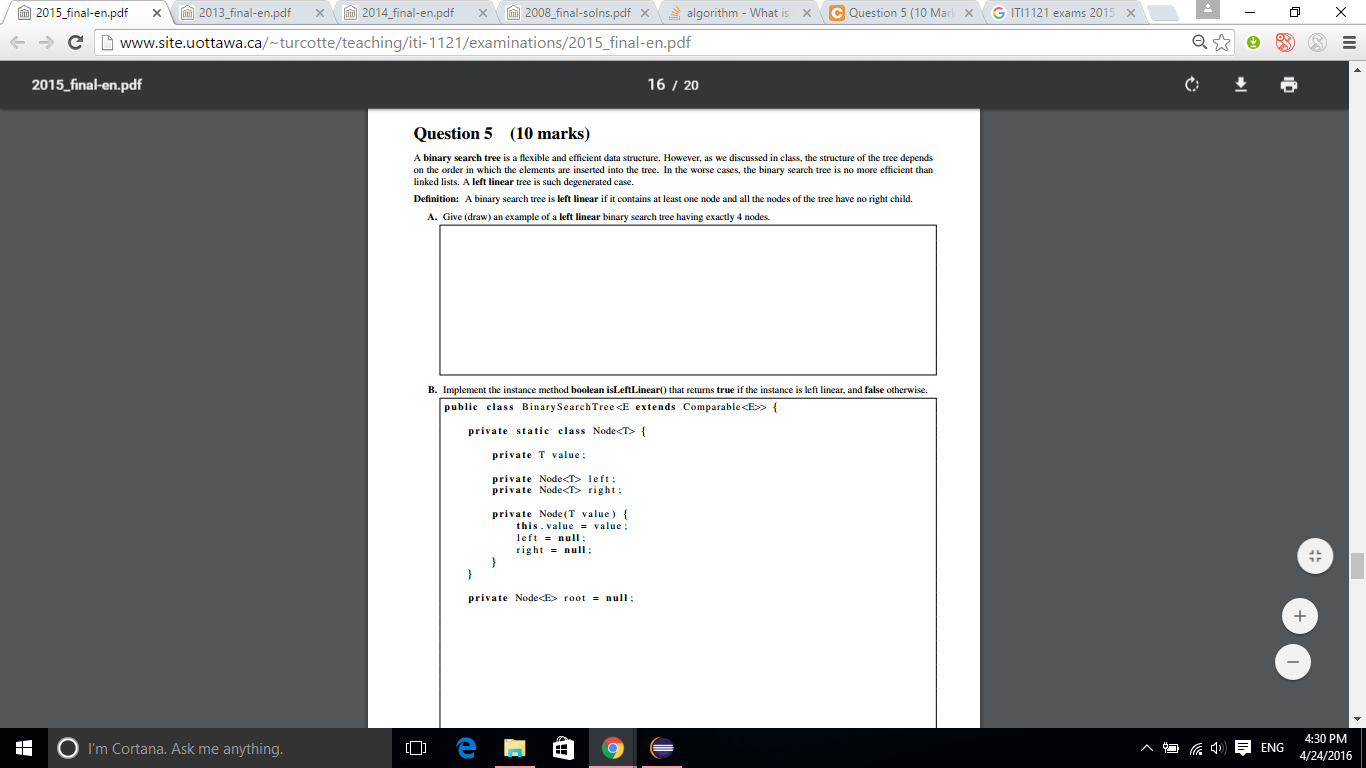 Solved CQuestion 500 Mar G IT1121 exams 2015 x x m 2015 | Chegg.com