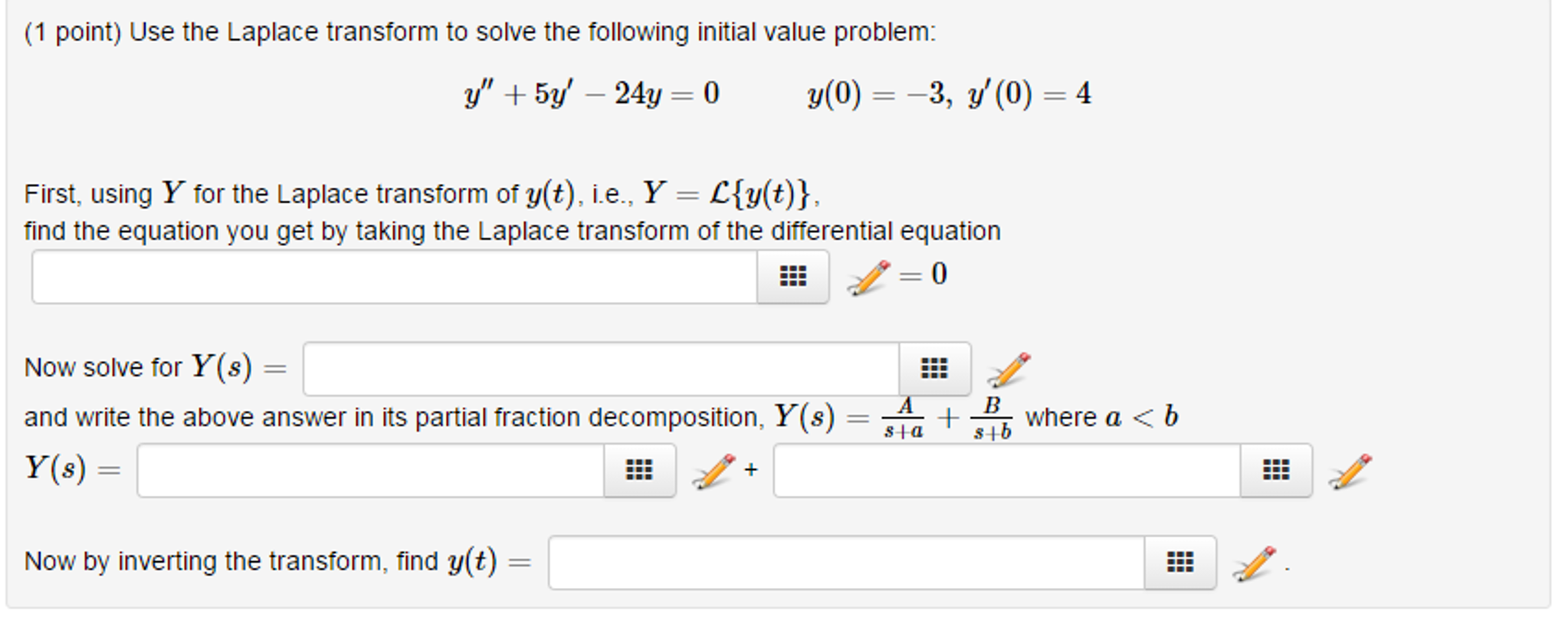 Solved Use the Laplace transform to solve the following | Chegg.com