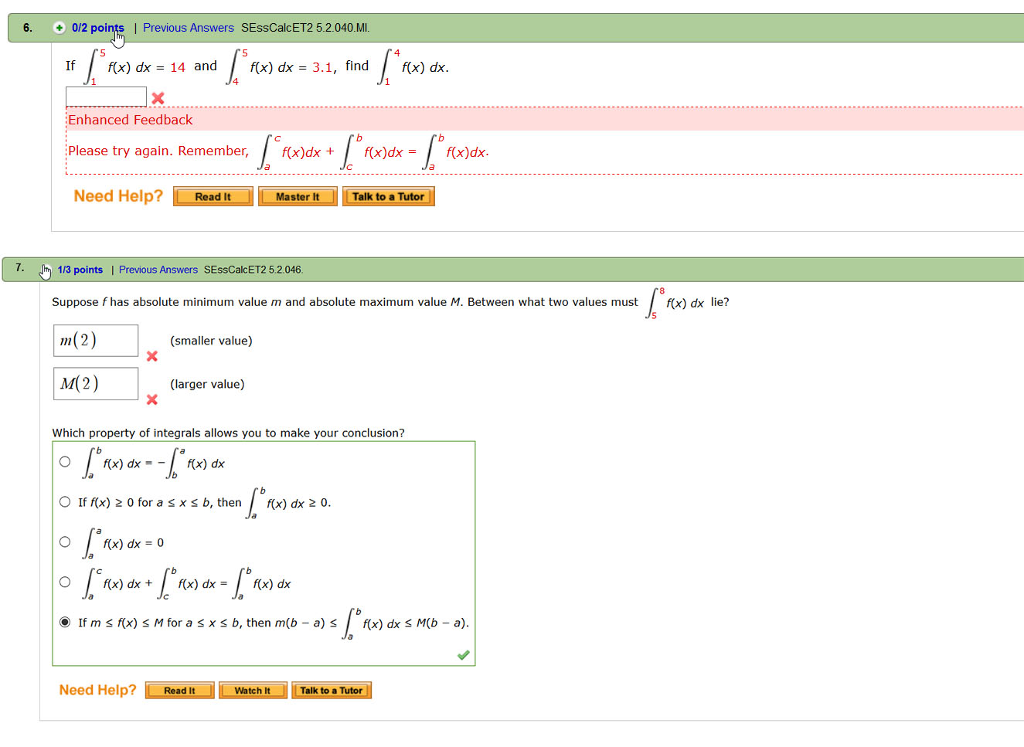 Solved 6. 0/2 points | Previous Answers SEssCalcET2 | Chegg.com Solved 6. 0/2 points | Previous Answers SEssCalcET2 | Chegg.com